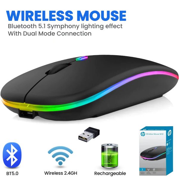 Hp W10 Wireless Rgb Bluetooth, Wireless, Rechargeable Slim Mouse ...